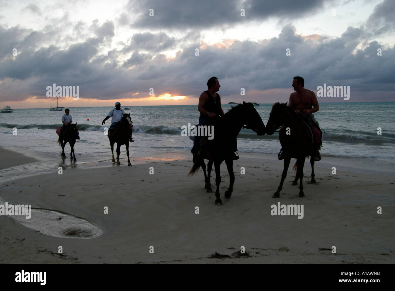 Horse Riding on the Beach Dickenson Bay Antigua Caribbean West Indies ...