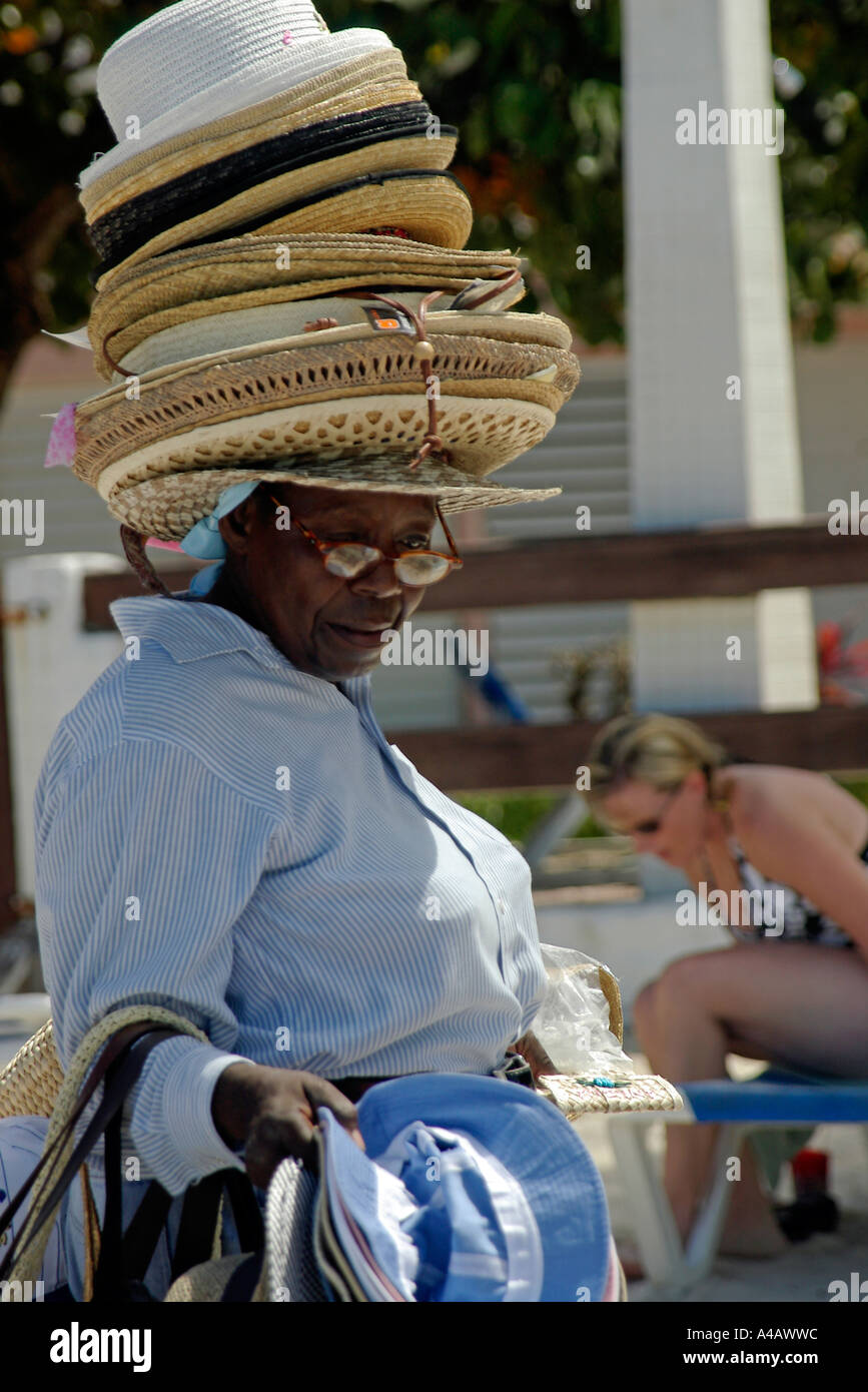 Beach sunhat vendor Antigua Caribbean West Indies Stock Photo - Alamy