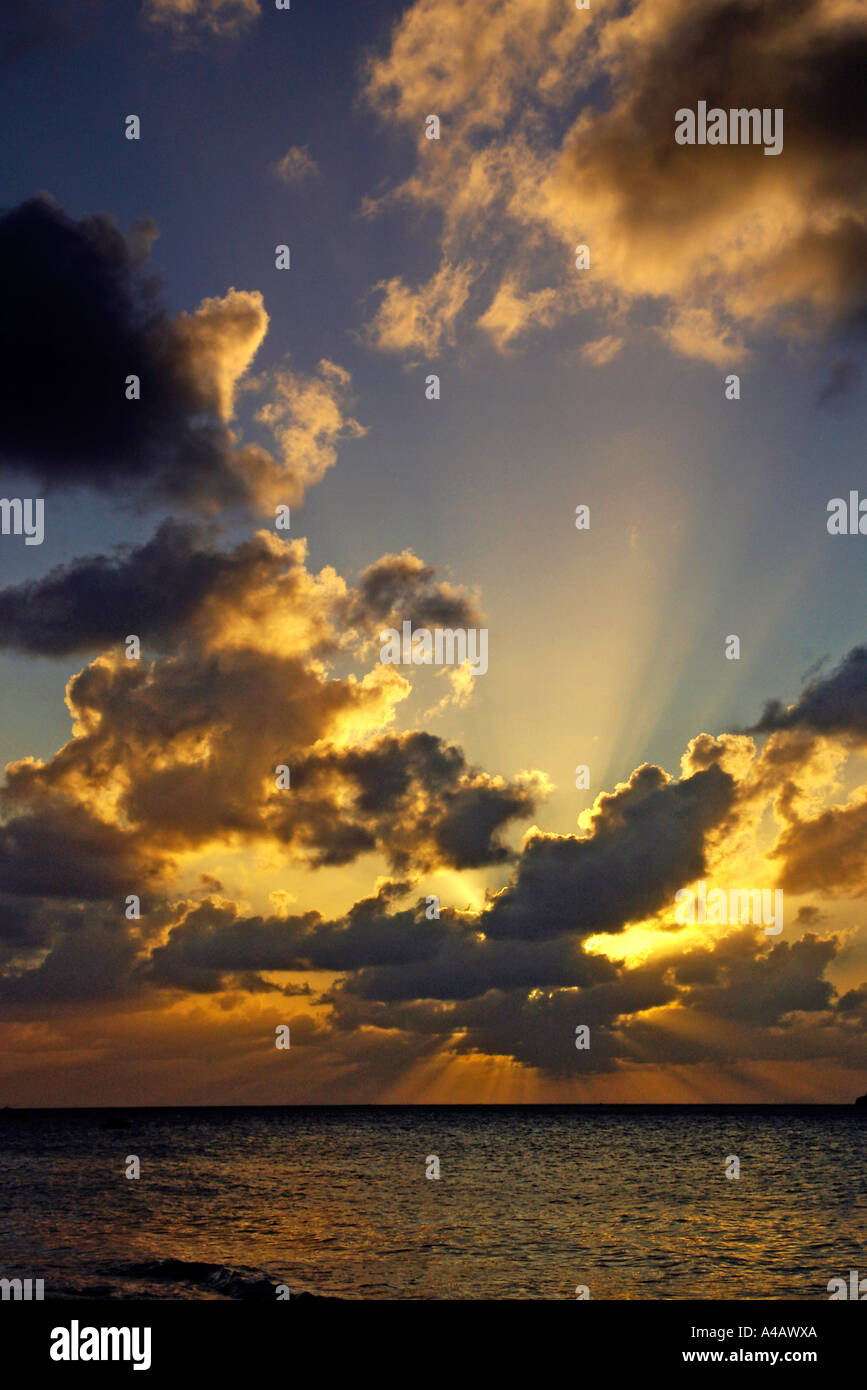 Beach sunset at Antigua Caribbean West Indies Stock Photo - Alamy