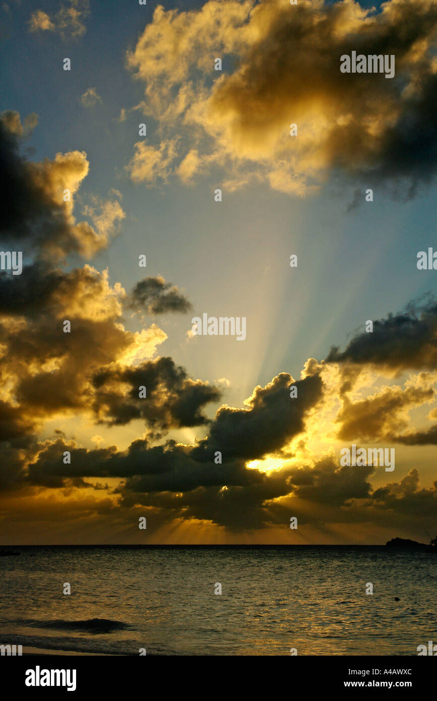 Beach sunset at Antigua Caribbean West Indies Stock Photo - Alamy