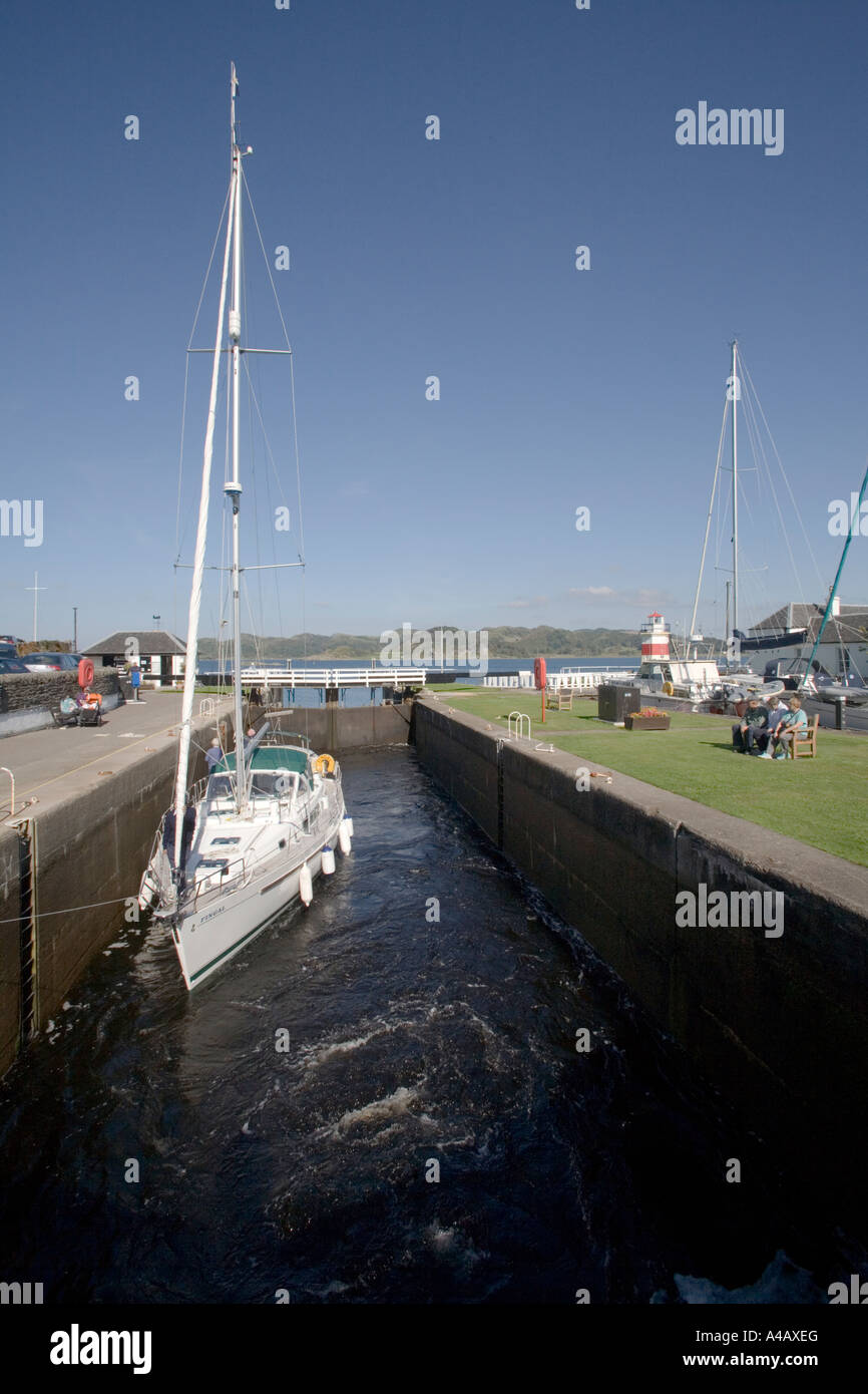 Entrance to the Crinan canal harbour on the west coast of Scotland ...