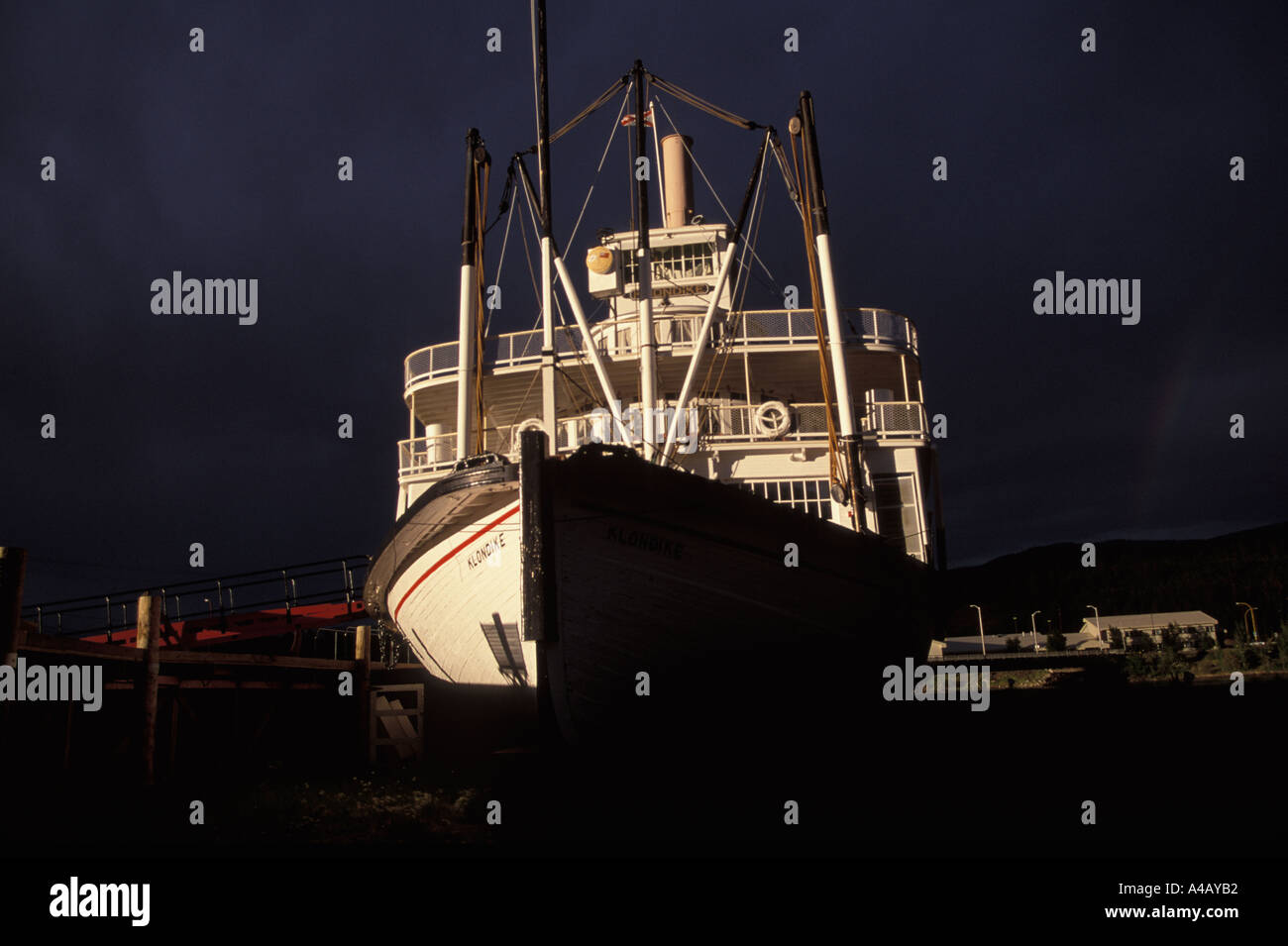 Beached stern wheel paddle wheel boat that plied the Yukon River at ...