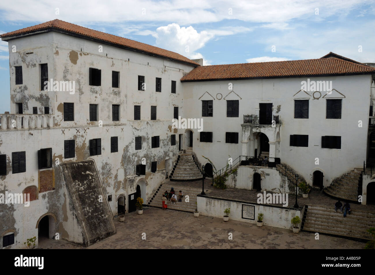 View of the main buildings inside Elmina Castle in Ghana, Africa Stock ...