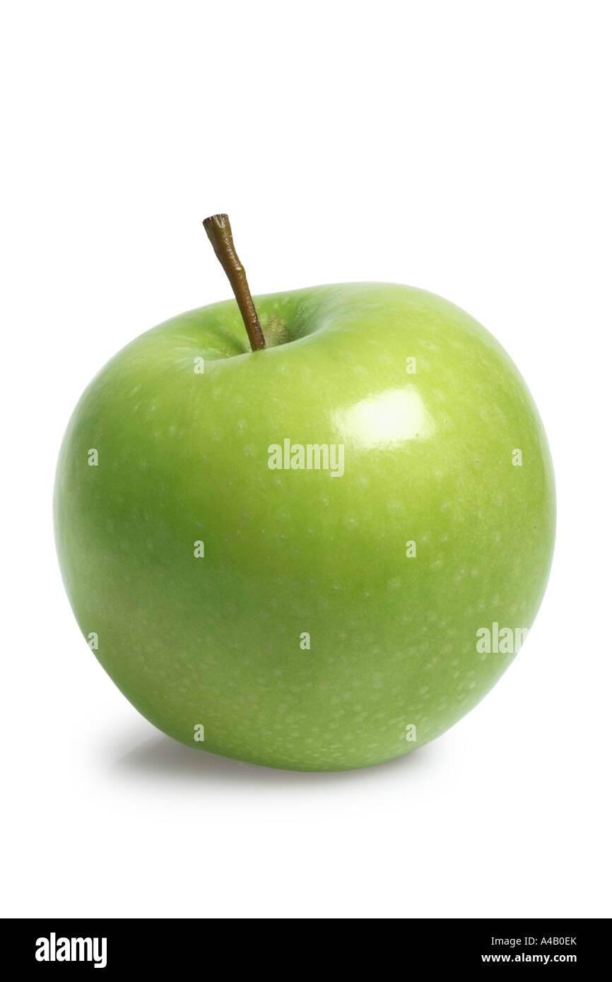 Green Apple cut out on white background Stock Photo - Alamy