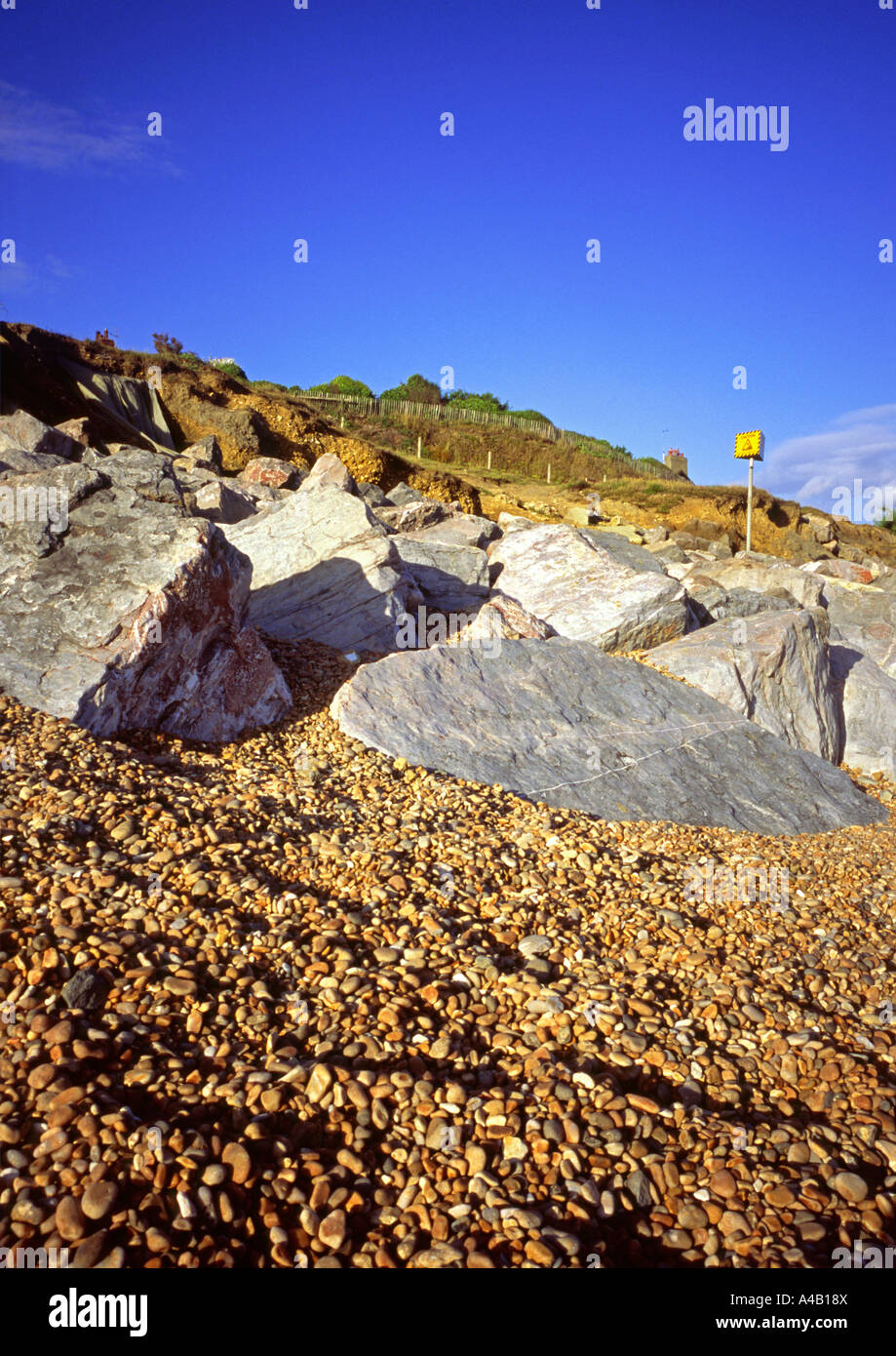 Sea defences on the beach at Seatown on the Dorset Jurassic World ...