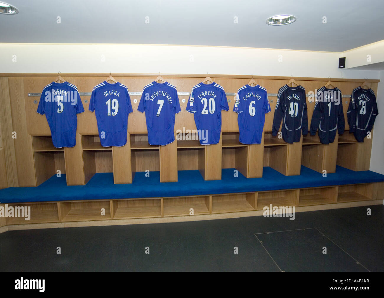 Chelsea football club changing room Stock Photo - Alamy