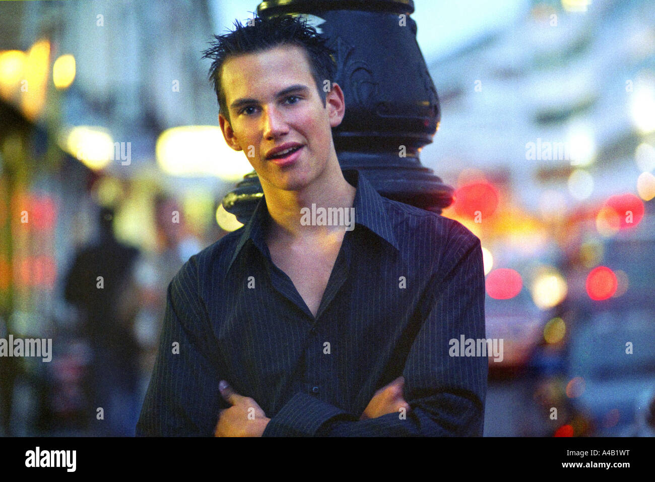 young man male talking discussing questioning arms folded Stock Photo ...