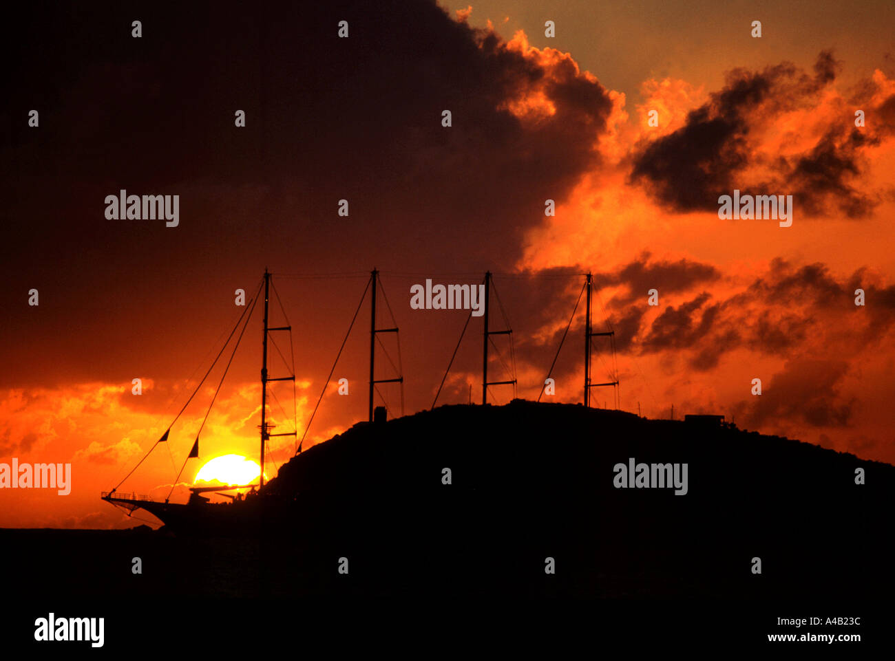 Sun setting behind Water Island St Thomas USVI Stock Photo - Alamy