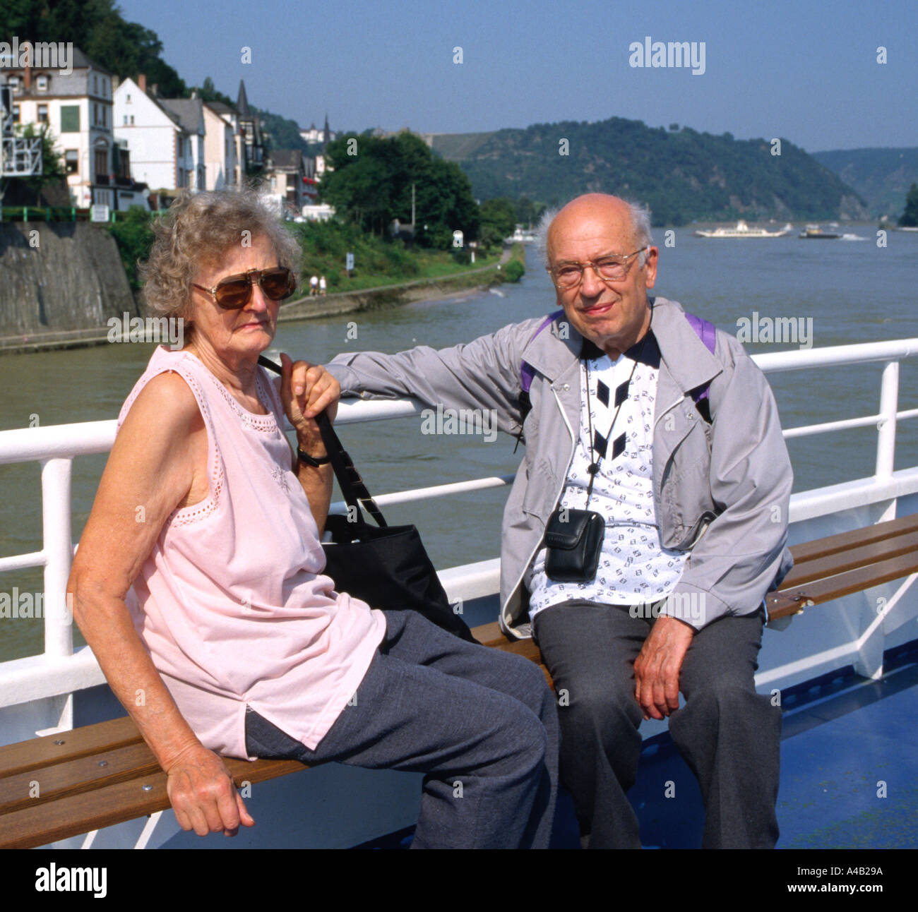 old age pensioners on the famous German river Rhein Stock Photo - Alamy