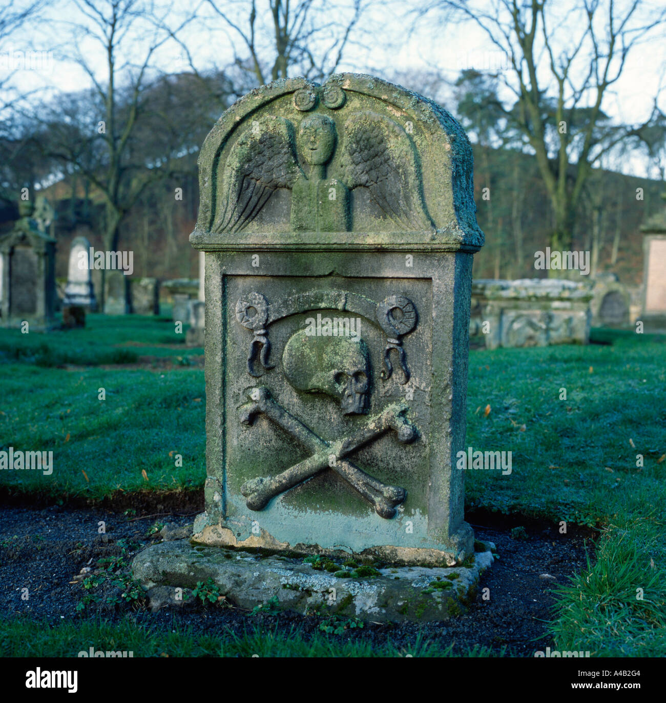 gravestone in scottish cemetery Plague death Stock Photo - Alamy