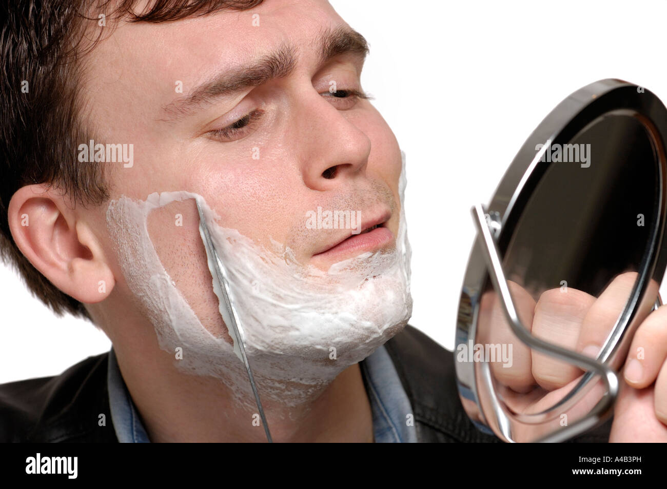 Shaving with a knife Stock Photo - Alamy
