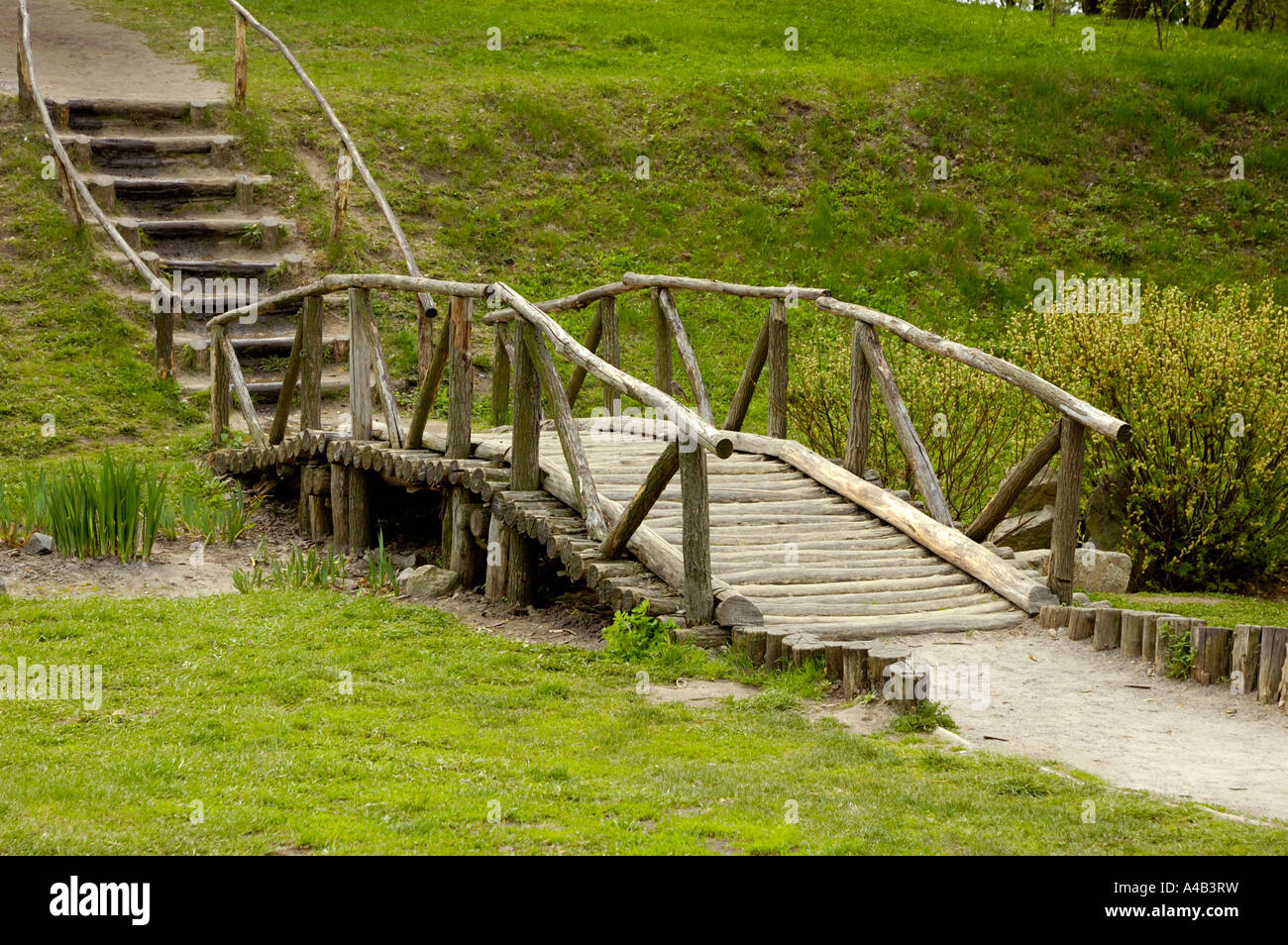 Wooden arched bridge Stock Photo - Alamy