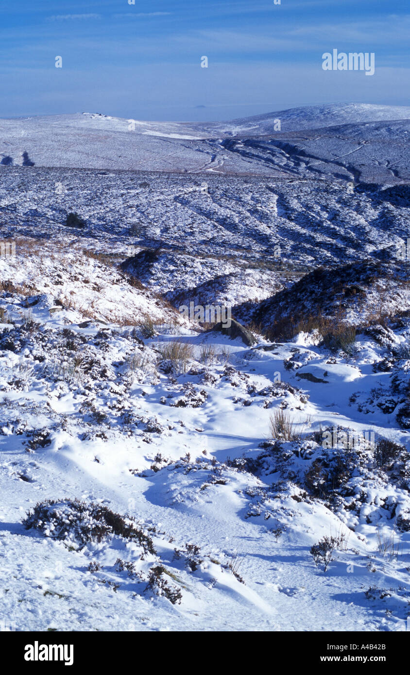 Dartmoor in Winter with snow - view from Warren House Inn, Devon ...