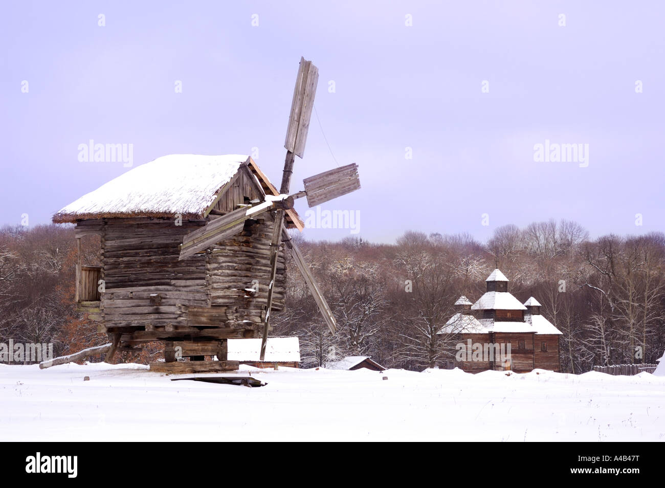 Ancient windmill in winter Stock Photo - Alamy
