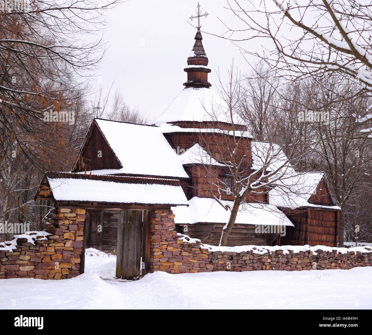 Ancient wooden christian church house Stock Photo - Alamy