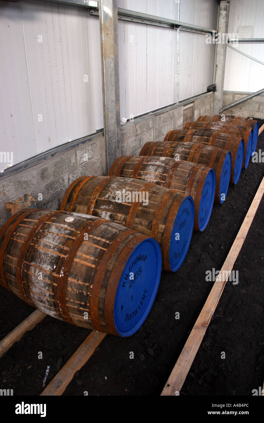 Whisky barrels casks at new islay distillery at kilchoman hi-res stock ...