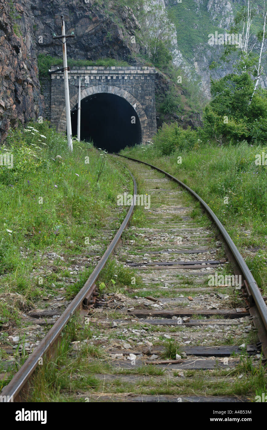 Old railroad tunnel of the Circum-Baikal Road, the historical part of ...