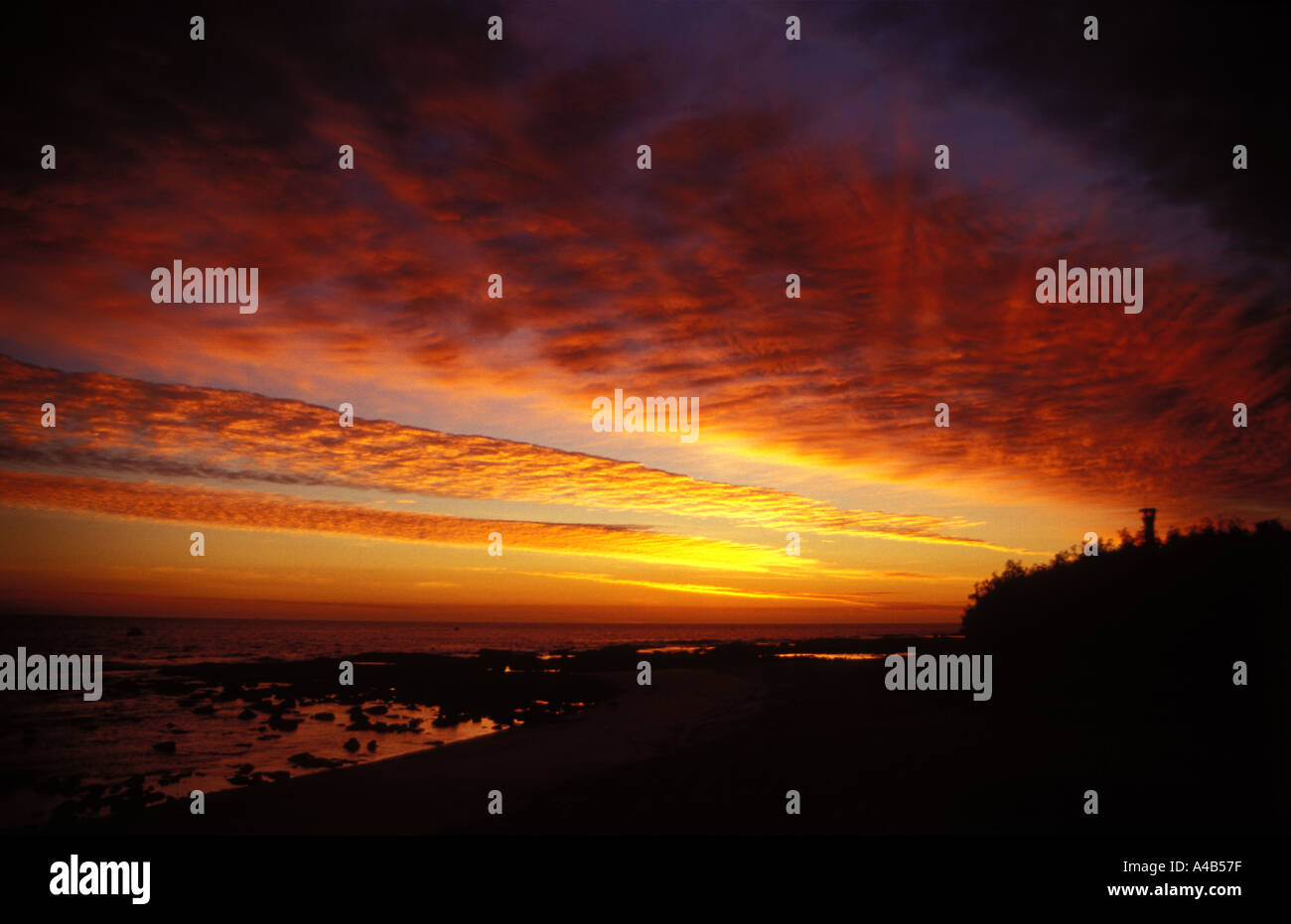 sunset over water Stock Photo - Alamy
