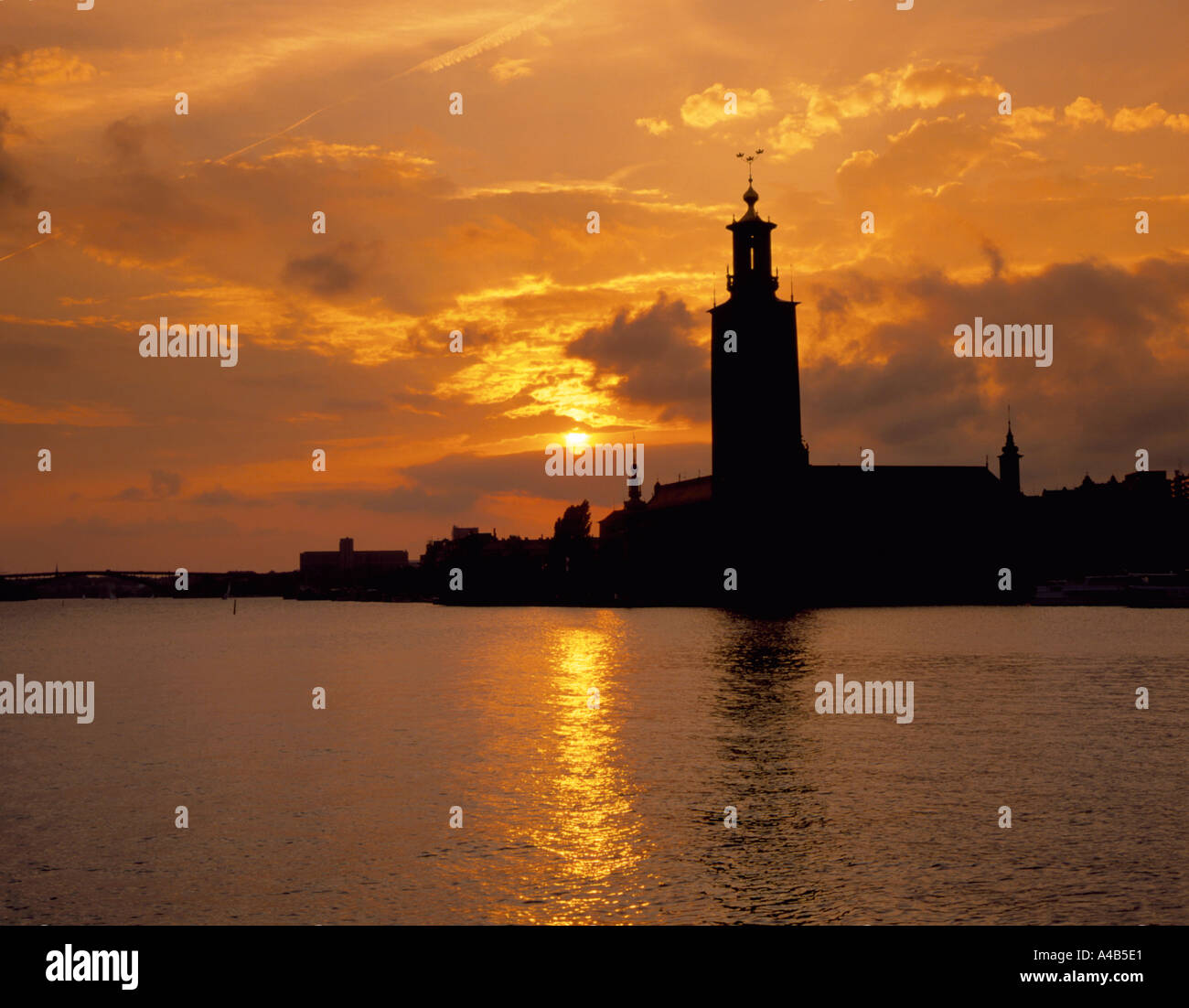 Stadshus (City Hall) seen from Evert Taubes Terrass, Riddarholmen, at ...