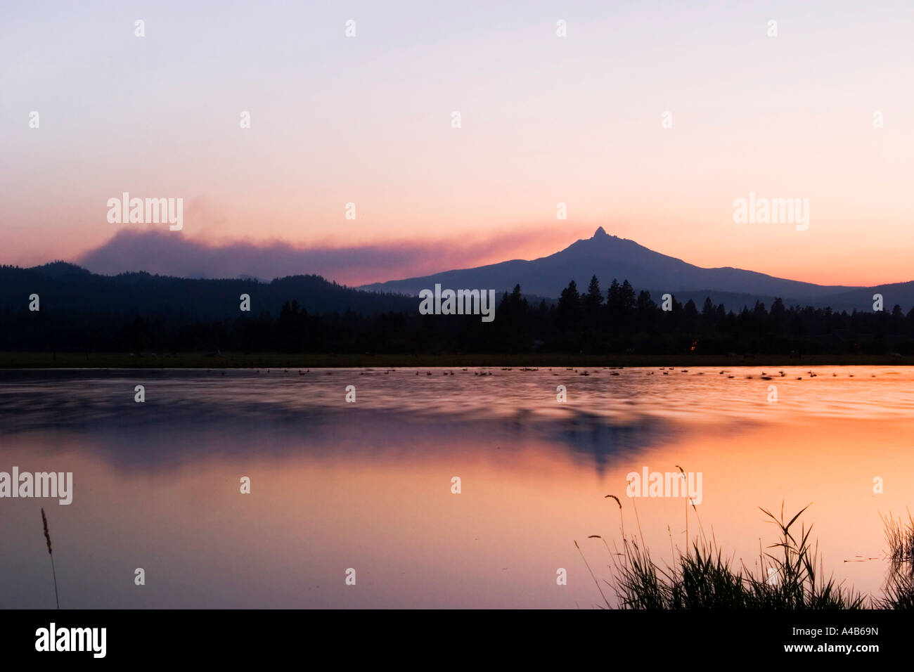 Forest Fire Cloud and Sunset In Oregon Cascade Mountains Stock Photo ...