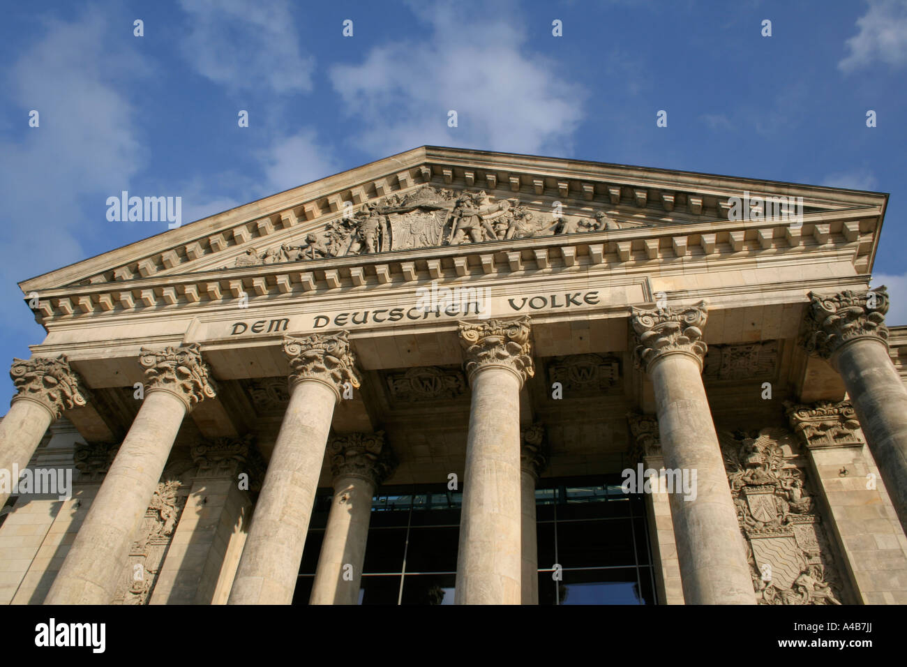wide column view of reichstag entrance berlin germany Stock Photo - Alamy