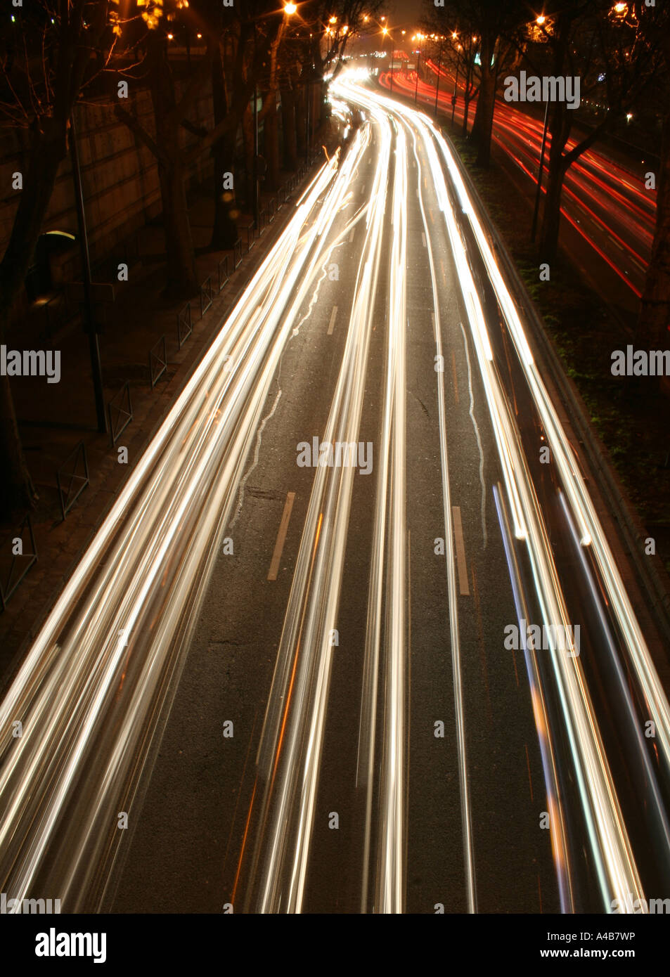 streaks of car lights on road Stock Photo - Alamy