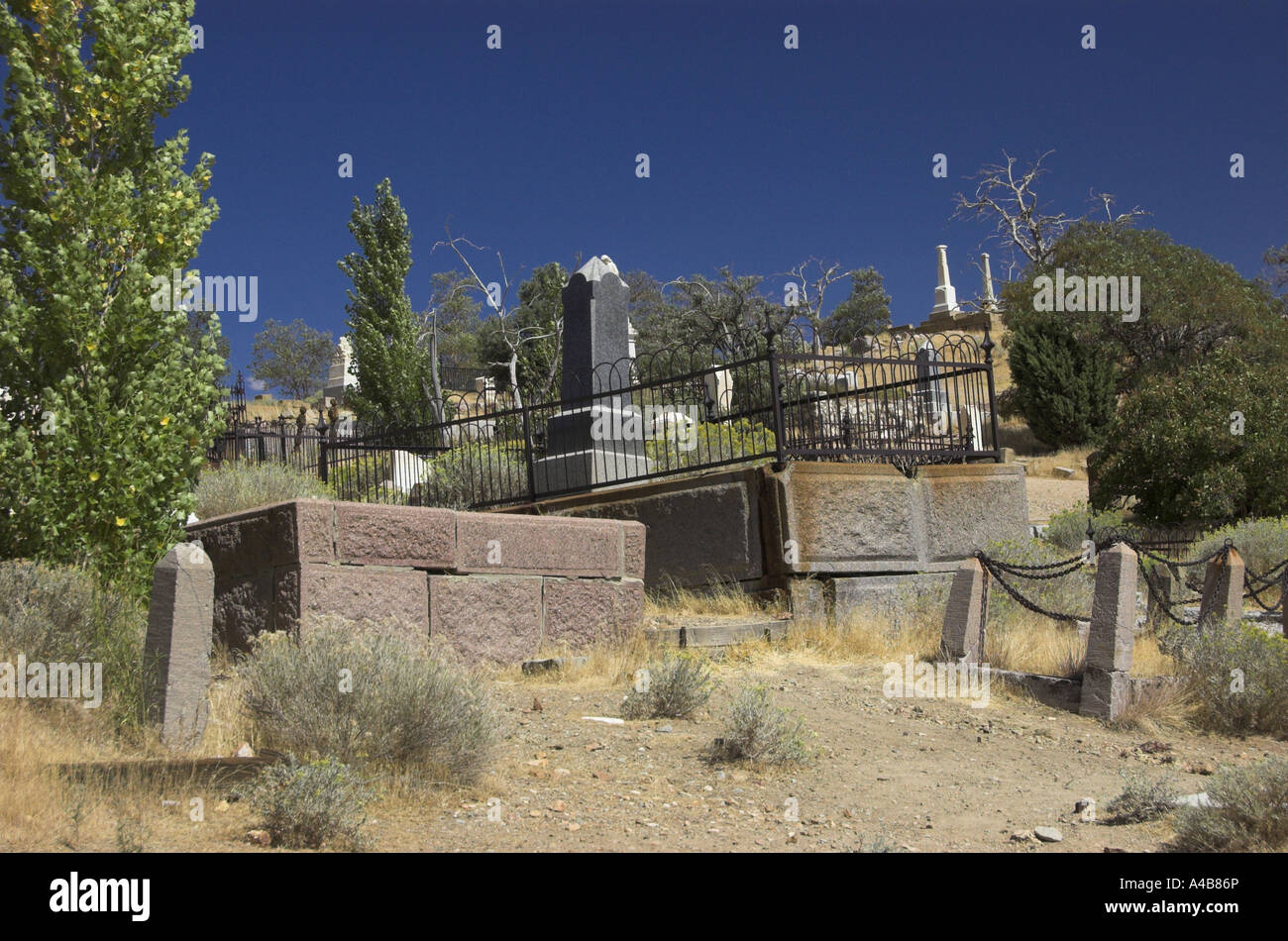 Cemetery of the famous gold rush town Virginia City Nevada USA Stock ...