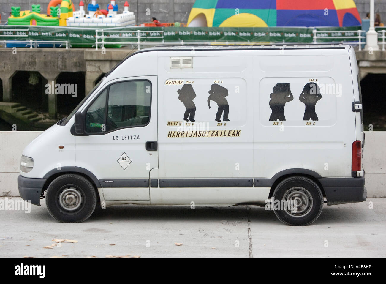 White van belonging to Harrijasotzaileak (stone lifting) competitors ...
