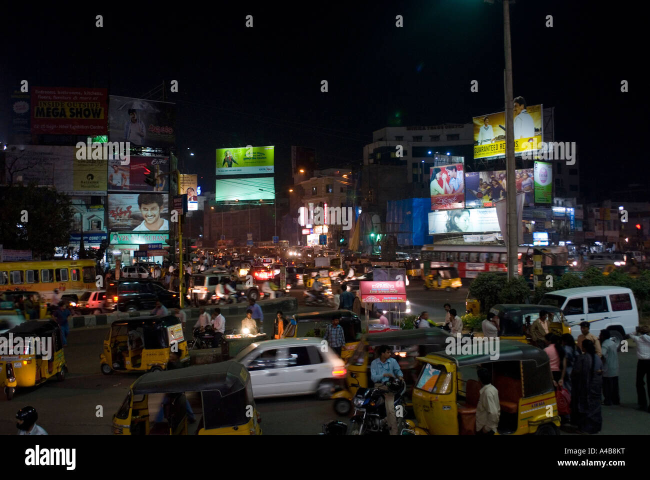 Stock image of traffic congestion at night near Hyderabad Centre ...