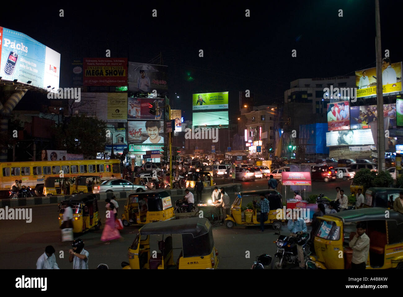 Stock image of traffic congestion at night near Hyderabad Centre ...