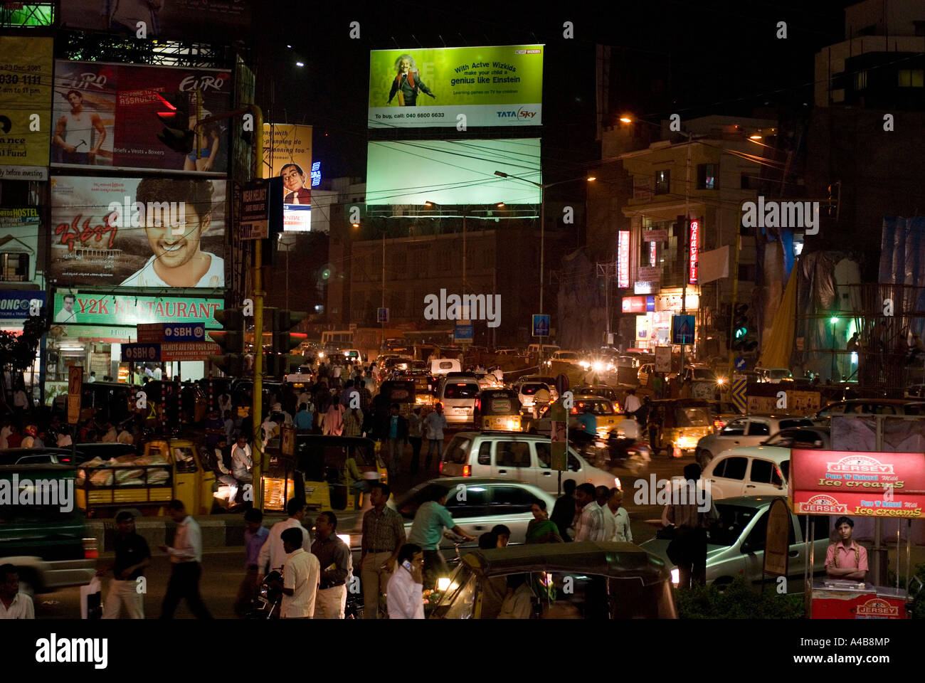 Stock image of traffic congestion at night near Hyderabad Centre ...