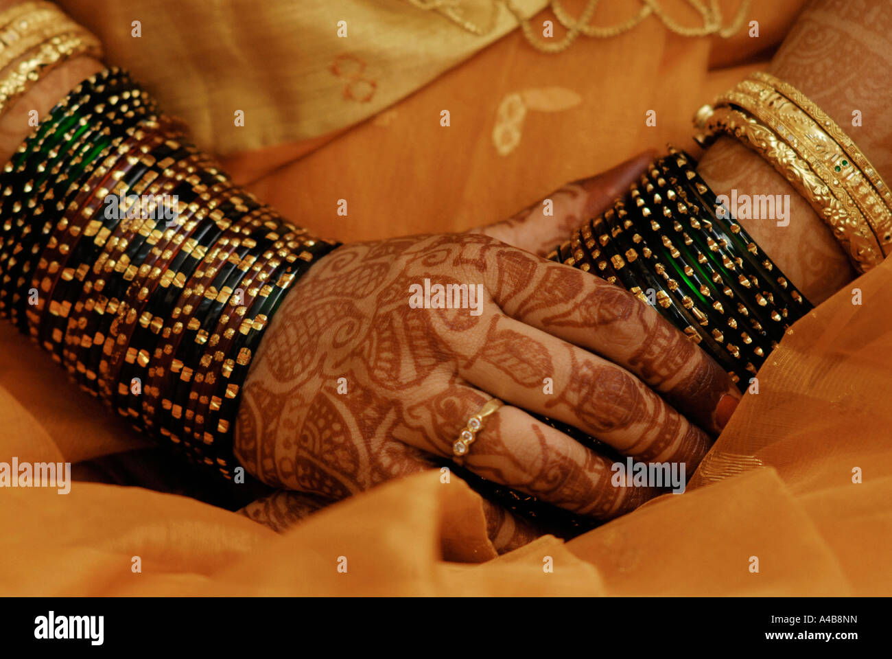 Stock image Hindu wedding henna painting and wedding bangles in ...