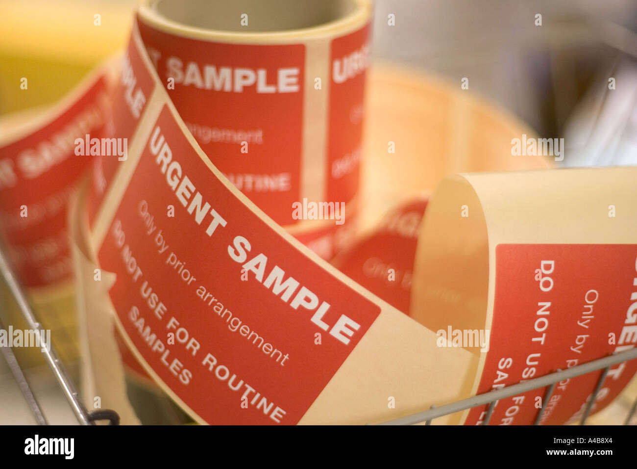 urgent sample labels at st marys hospital london Stock Photo - Alamy