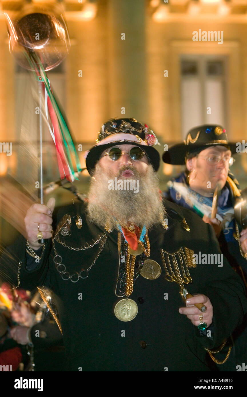 Band leader in costume with long beard during the Tinkers Parade La ...