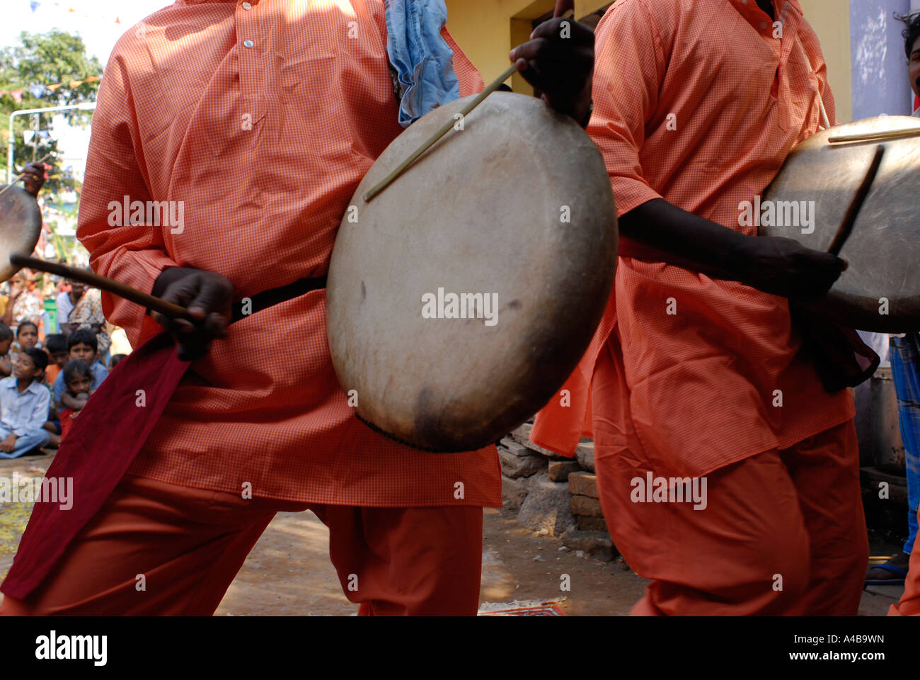 Stock image of traditional Dalit drummers dancers and drums in Daspuram ...