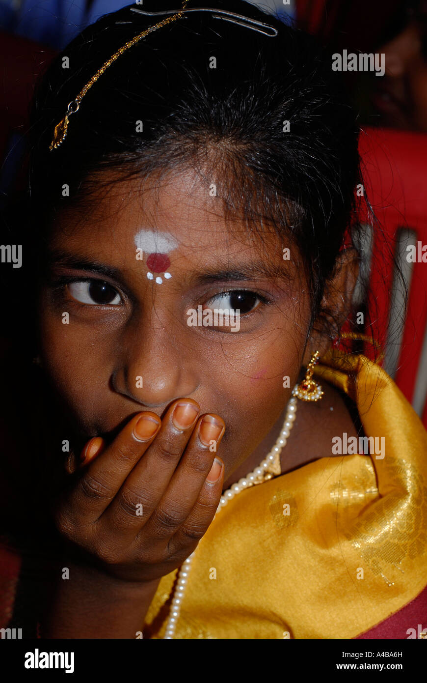 Young Dalit girl smiling in classic indian dance costume for Republic ...