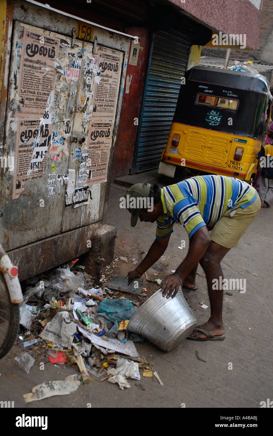 Stock image of garbage collection in Chennai slum Tamil Nadu India ...