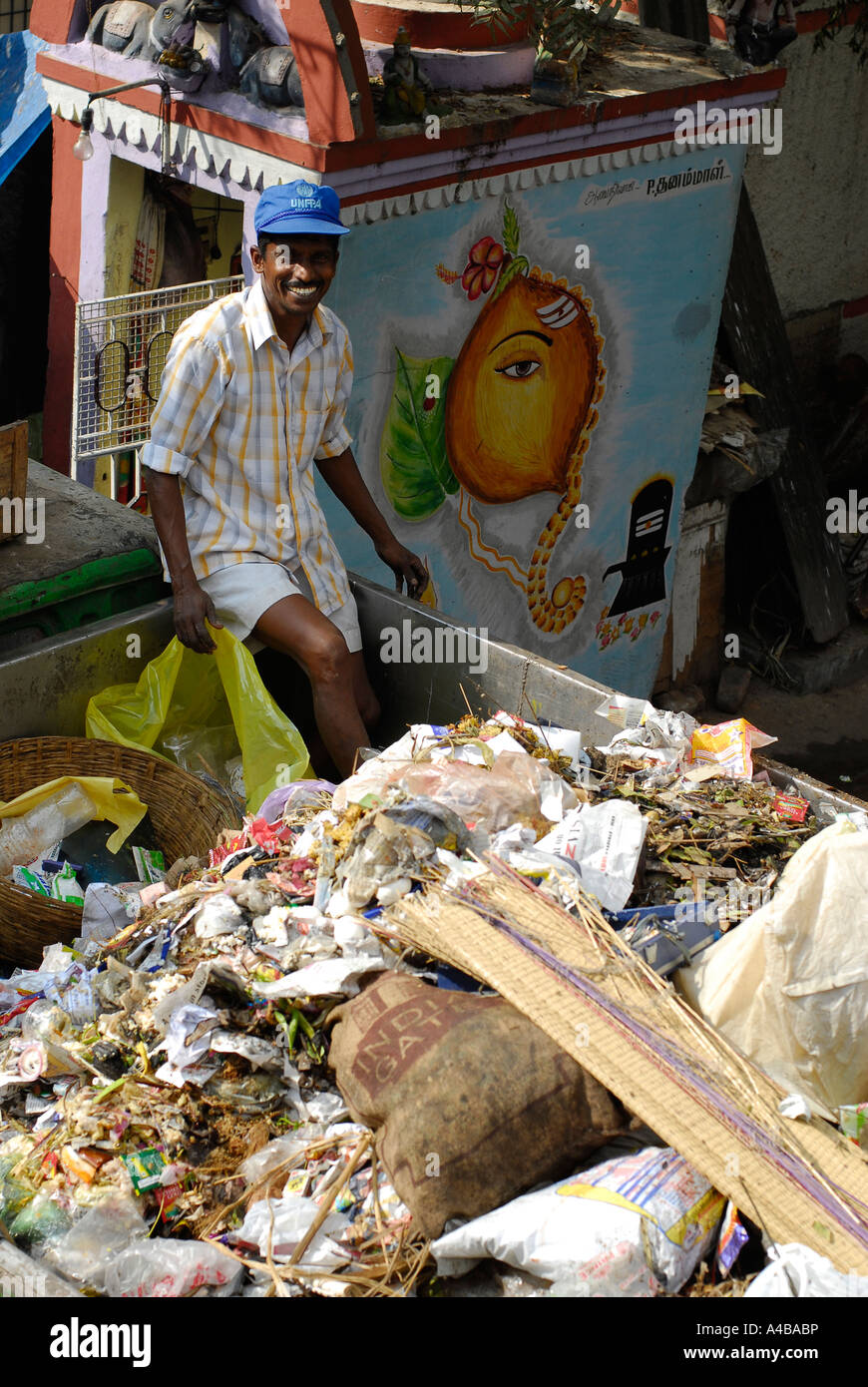 Stock image of garbage collection in Chennai slum Tamil Nadu India ...