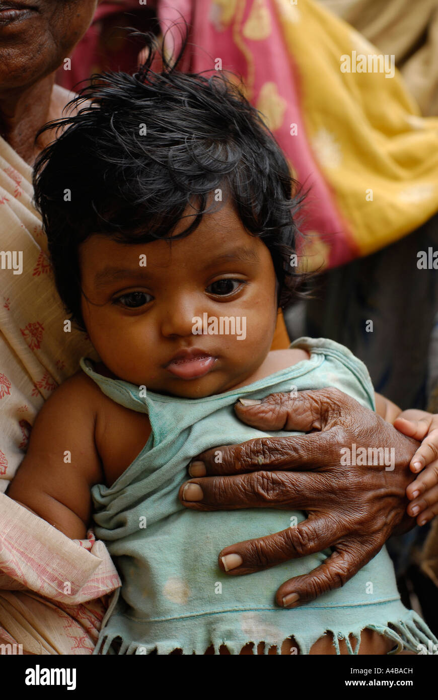 Stock image of Dalit grandmother and grandaughter in slum in Chennai ...