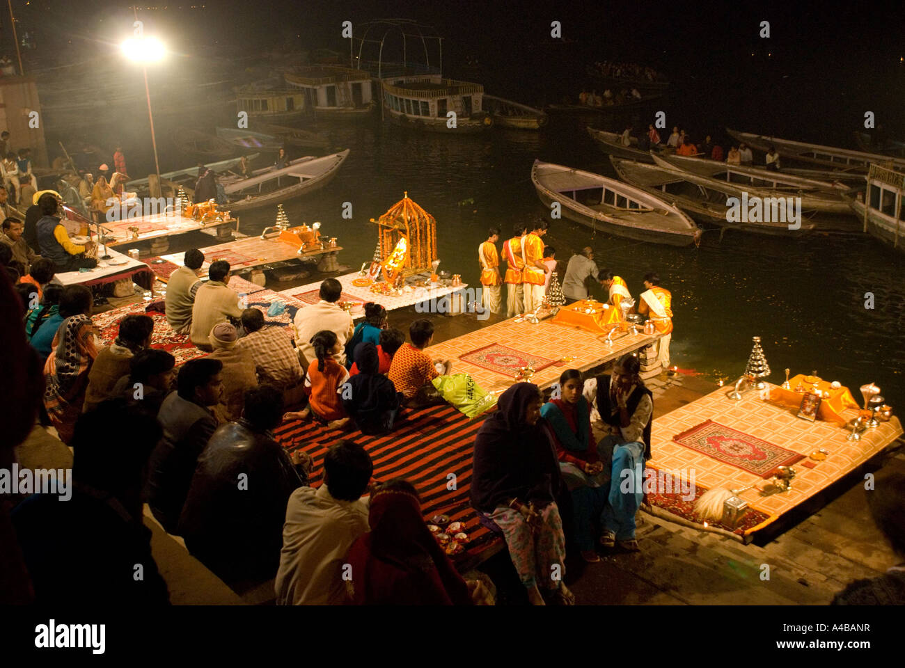 Stock image of festival of lights on the ghats of the Ganges in ...