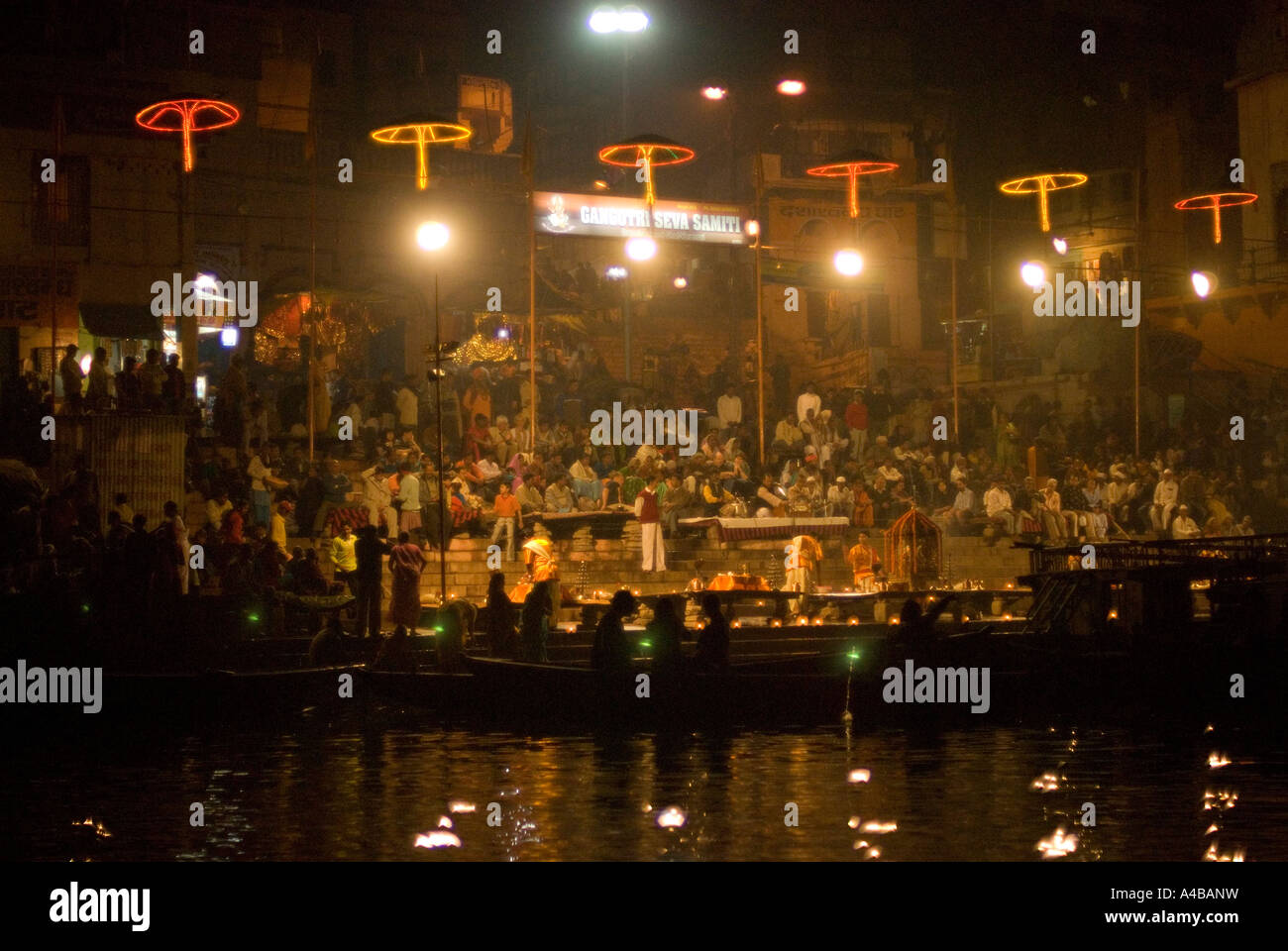 Stock image of festival of lights on the ghats of the Ganges in ...