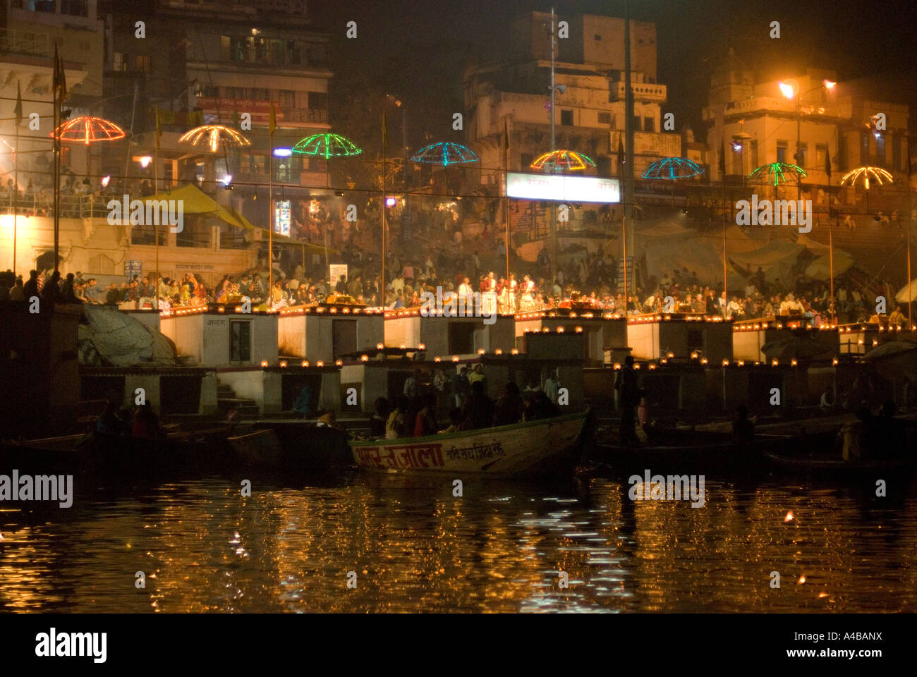 Stock image of festival of lights on the ghats of the Ganges in ...