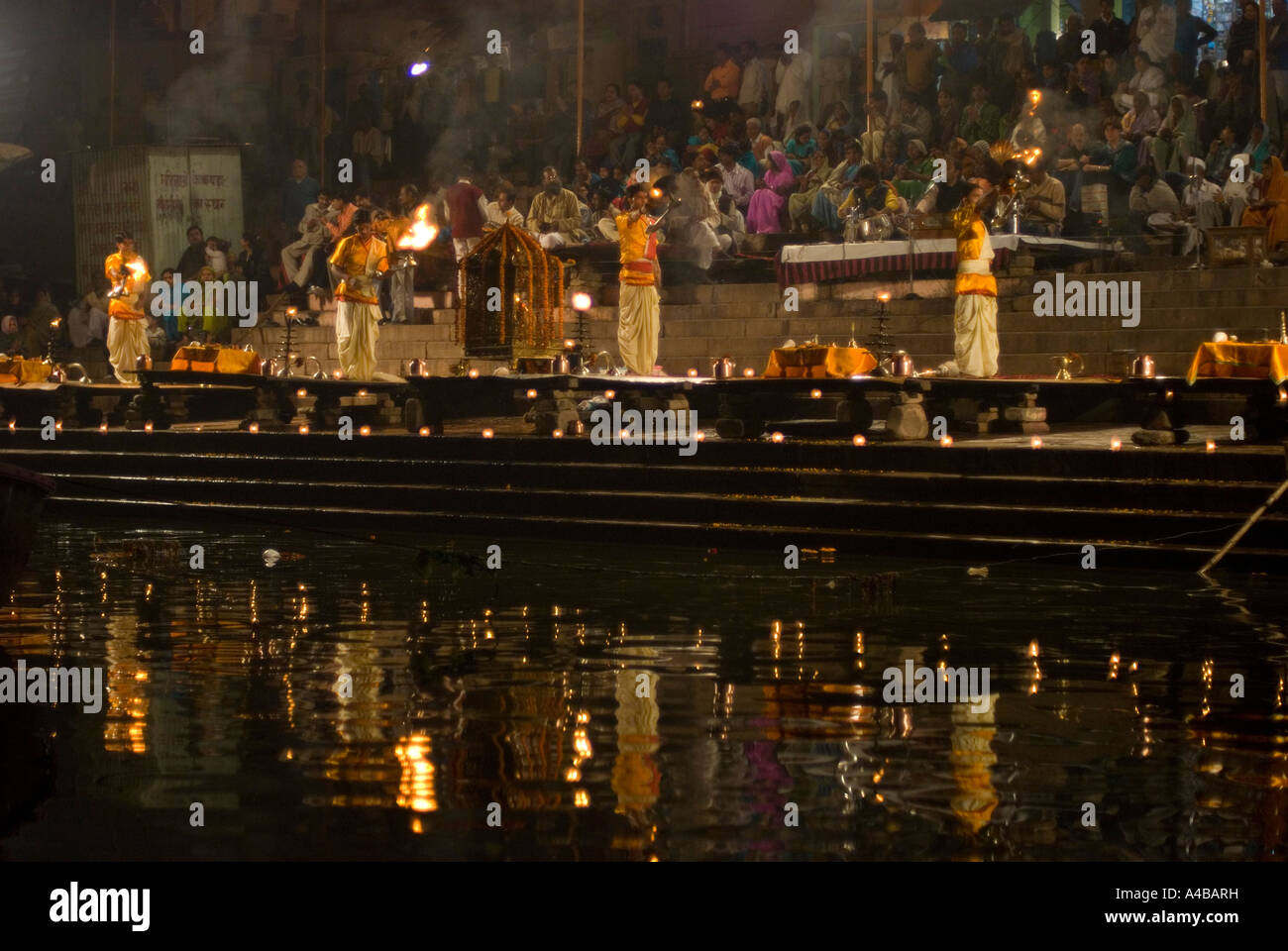 Stock image of festival of lights on the ghats of the Ganges in ...