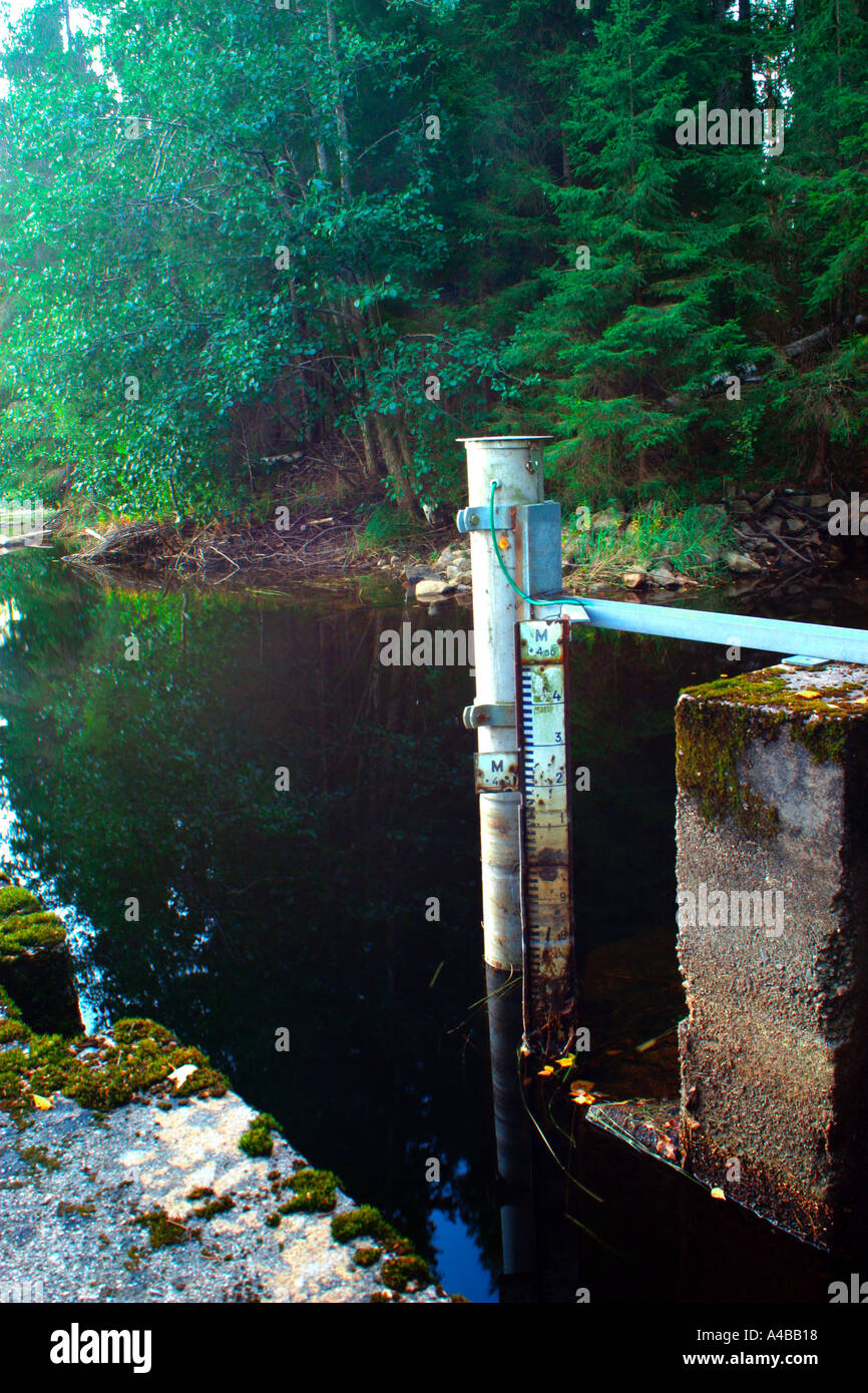 Instrument measuring the height of the water surface of a lake Stock ...