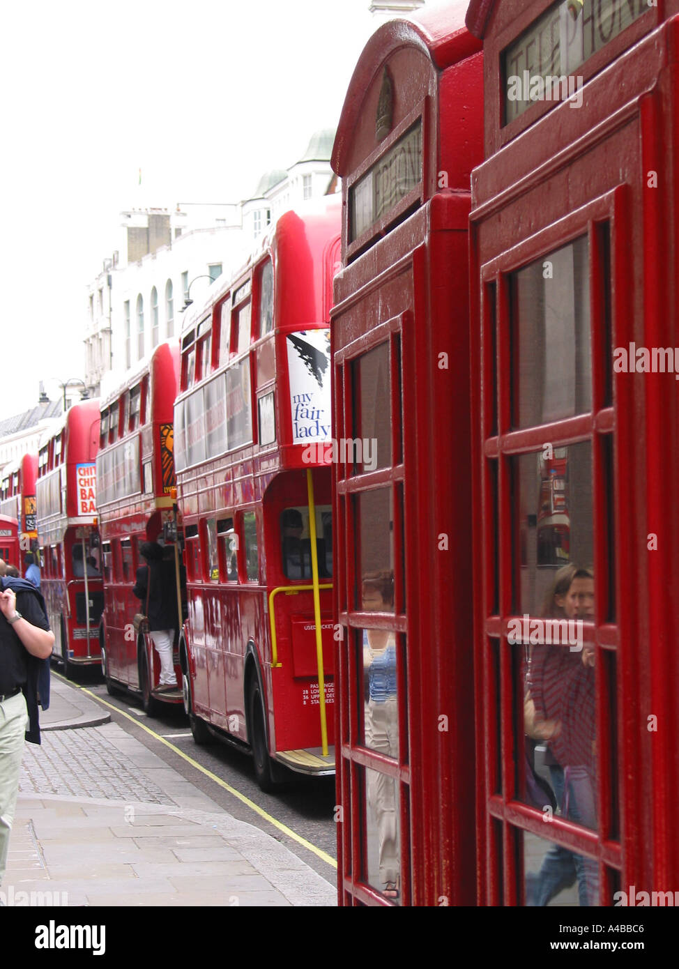 Typical London Busy Street Scene with Tourists and Red Bus England ...