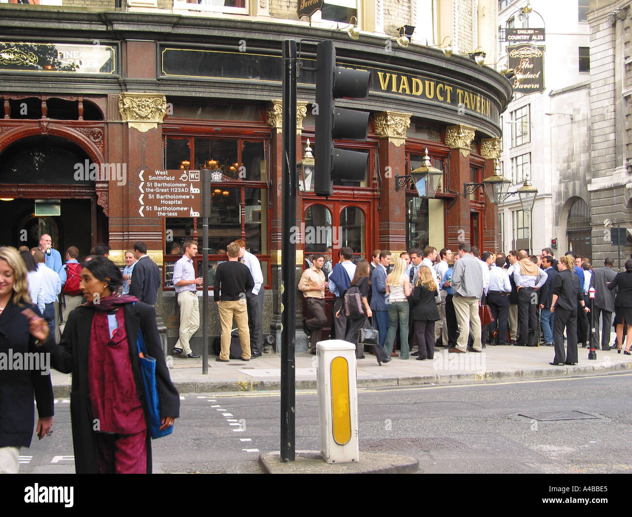 City Workers enjoying an after work beer The Viaduct Tavern London Pub ...