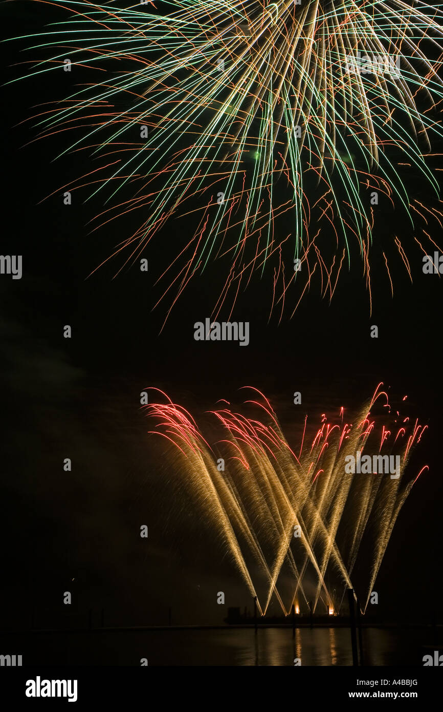 Fireworks display reflected in the water Southampton from Mayflower ...