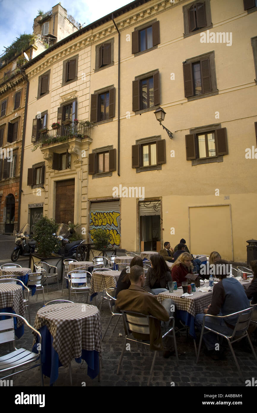 Group at a table of outdoor cafe Rome Italy Stock Photo - Alamy