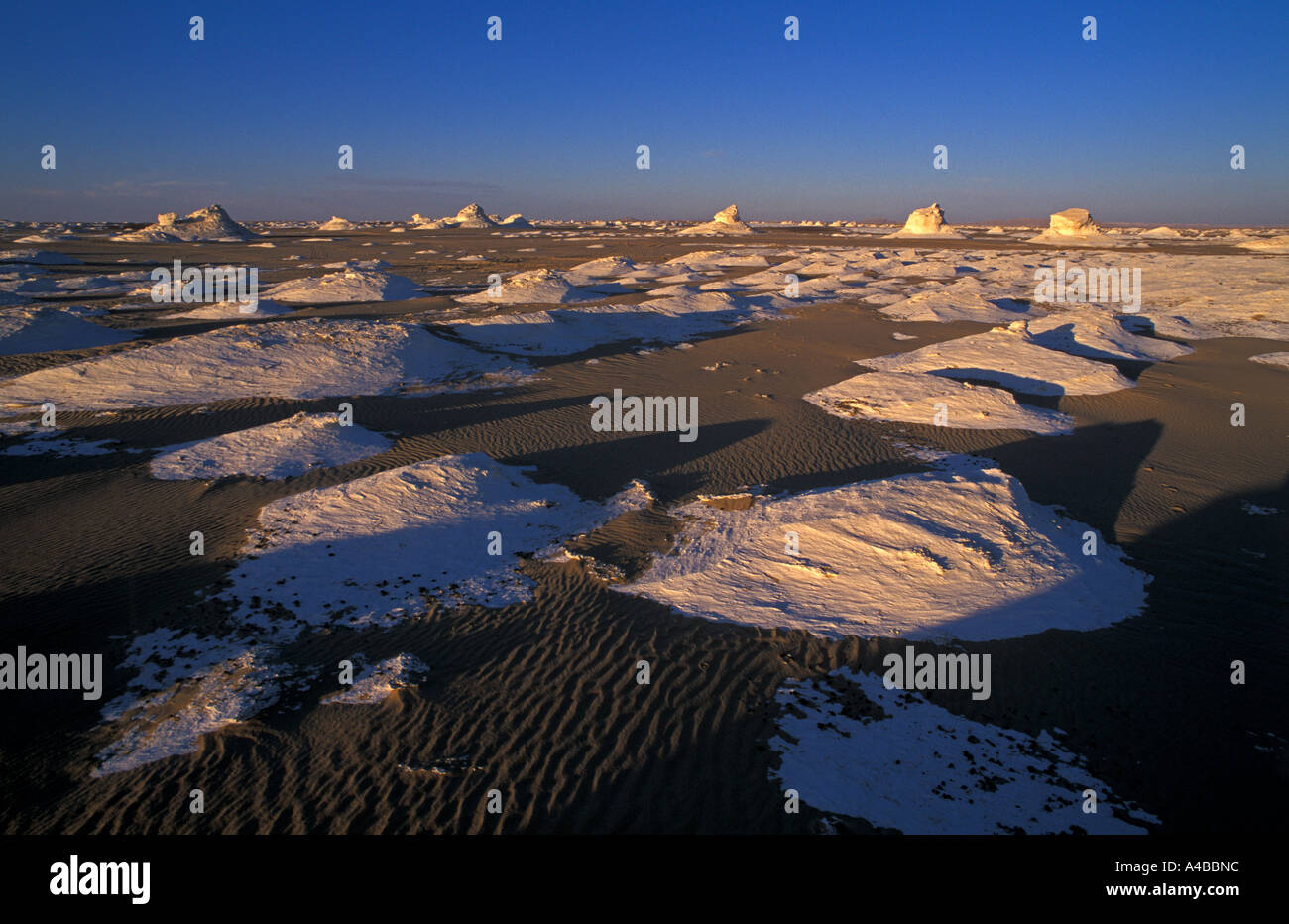 Sand and limestone in the landscape of the White Desert Libyan Desert ...