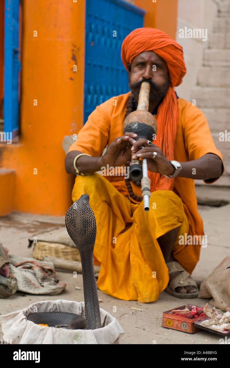 Snake charmer playing flute cobra in hi-res stock photography and ...
